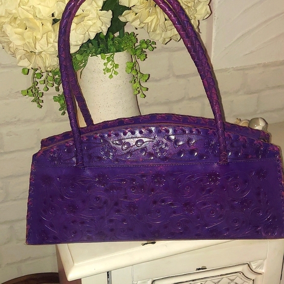 Valencia | Bags | Valencia Elegant Vintage Purple Tooled Distressed ...
